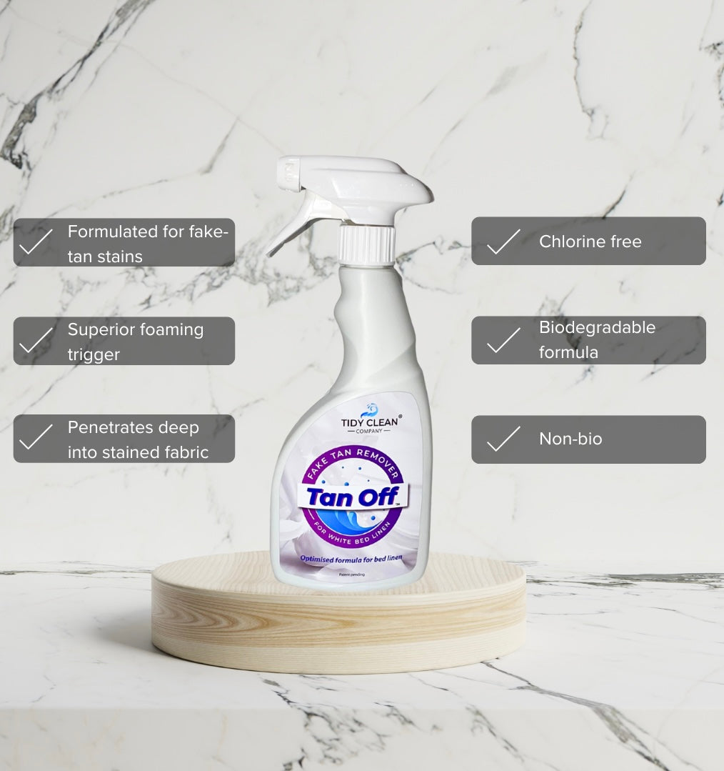 Tan Off™️—Fake Tan Remover for White Bed Linen – Tidy Clean Company